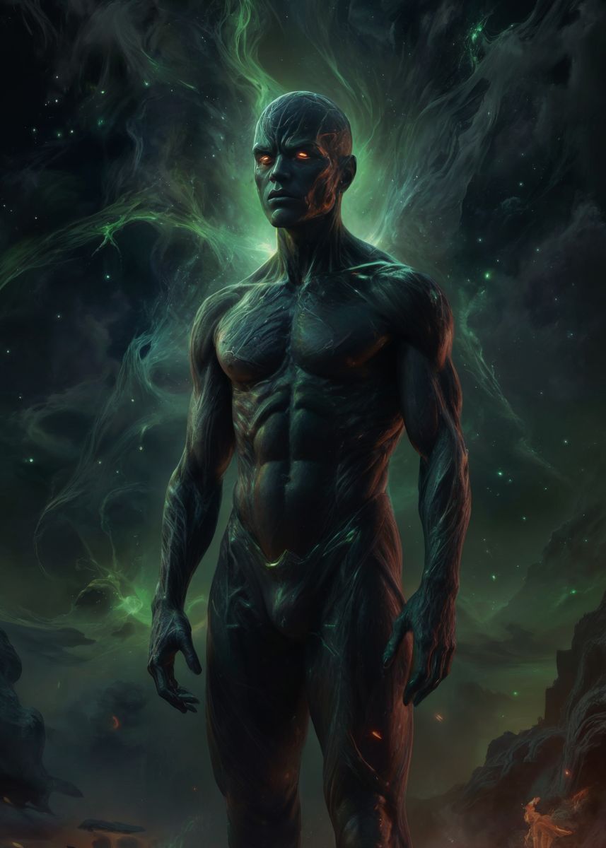 'Dark Celestial being in Space' Poster, picture, metal print, paint by ...