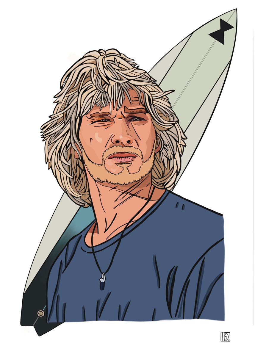 'Bodhi Point Break Illustration ' Poster, picture, metal print, paint ...