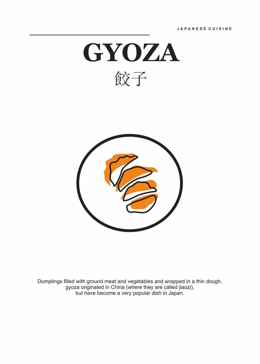 'Gyoza Japanese Cuisine Illustration' Poster, picture, metal print ...