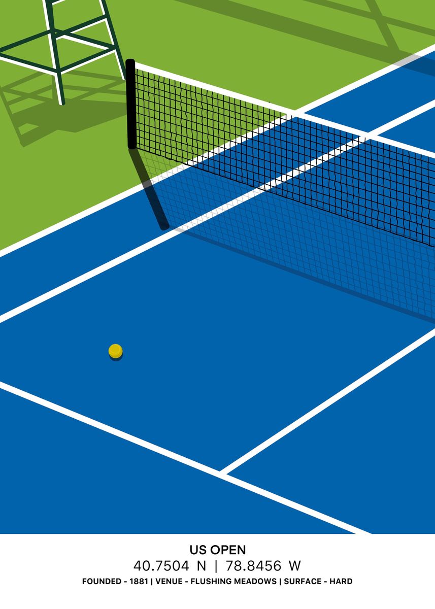 'US Open Tennis Court' Poster, picture, metal print, paint by Black ...