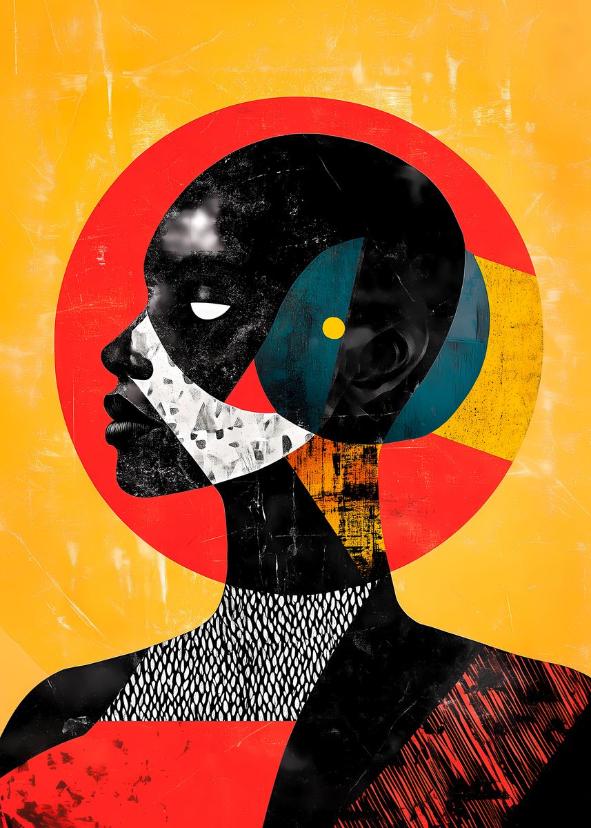 'Abstract Portrait in Red and Yellow' Poster, picture, metal print ...