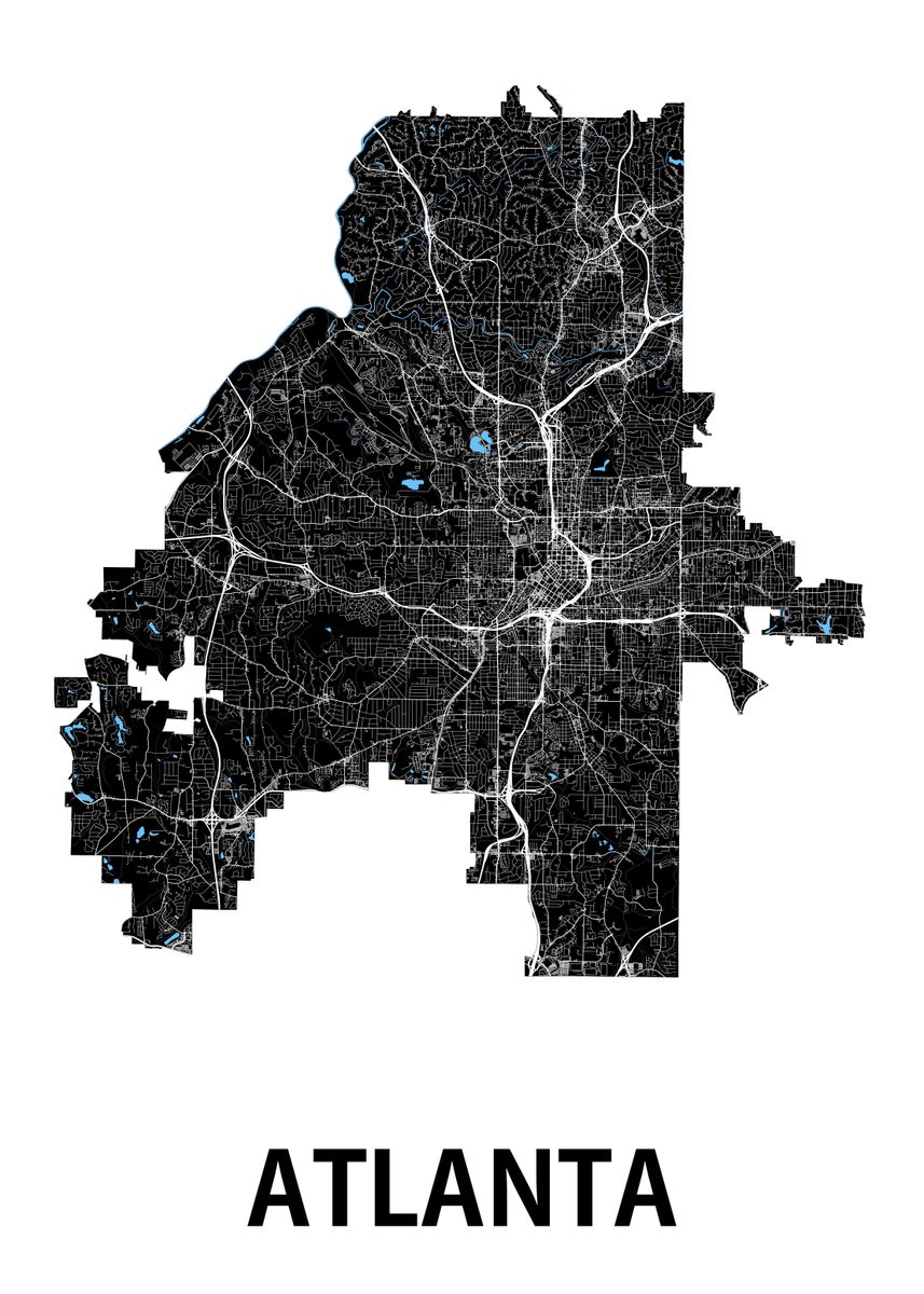 'Atlanta City Map' Poster, picture, metal print, paint by Sam Kal ...