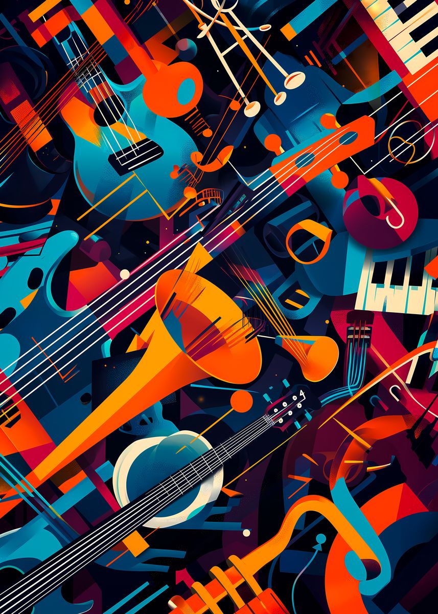 'Abstract Music Instruments' Poster, picture, metal print, paint by ...