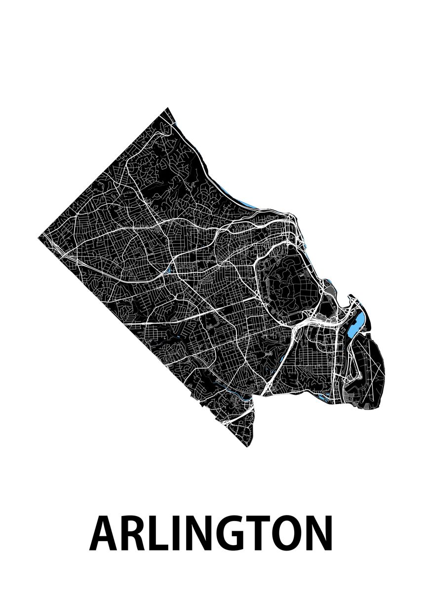 'Arlington City Map' Poster, picture, metal print, paint by Sam Kal ...