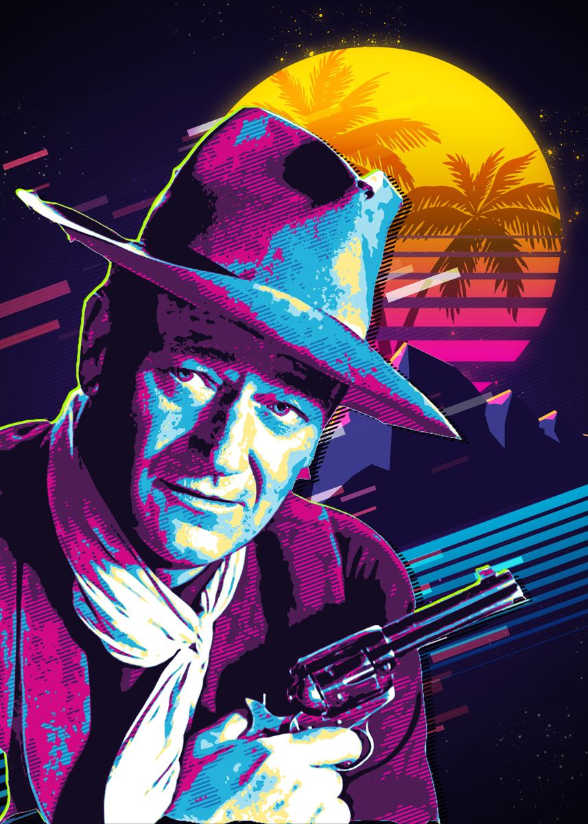 'john wayne Retro Art' Poster, picture, metal print, paint by ...