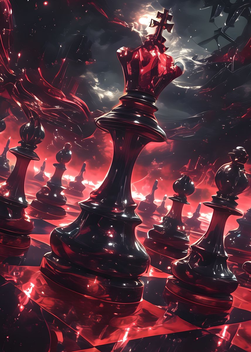 'Red King Chess Piece' Poster, picture, metal print, paint by ...