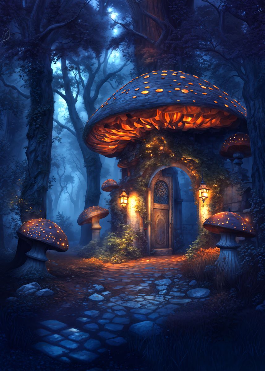 'Enchanted Mushroom Gate' Poster, picture, metal print, paint by TOP ...