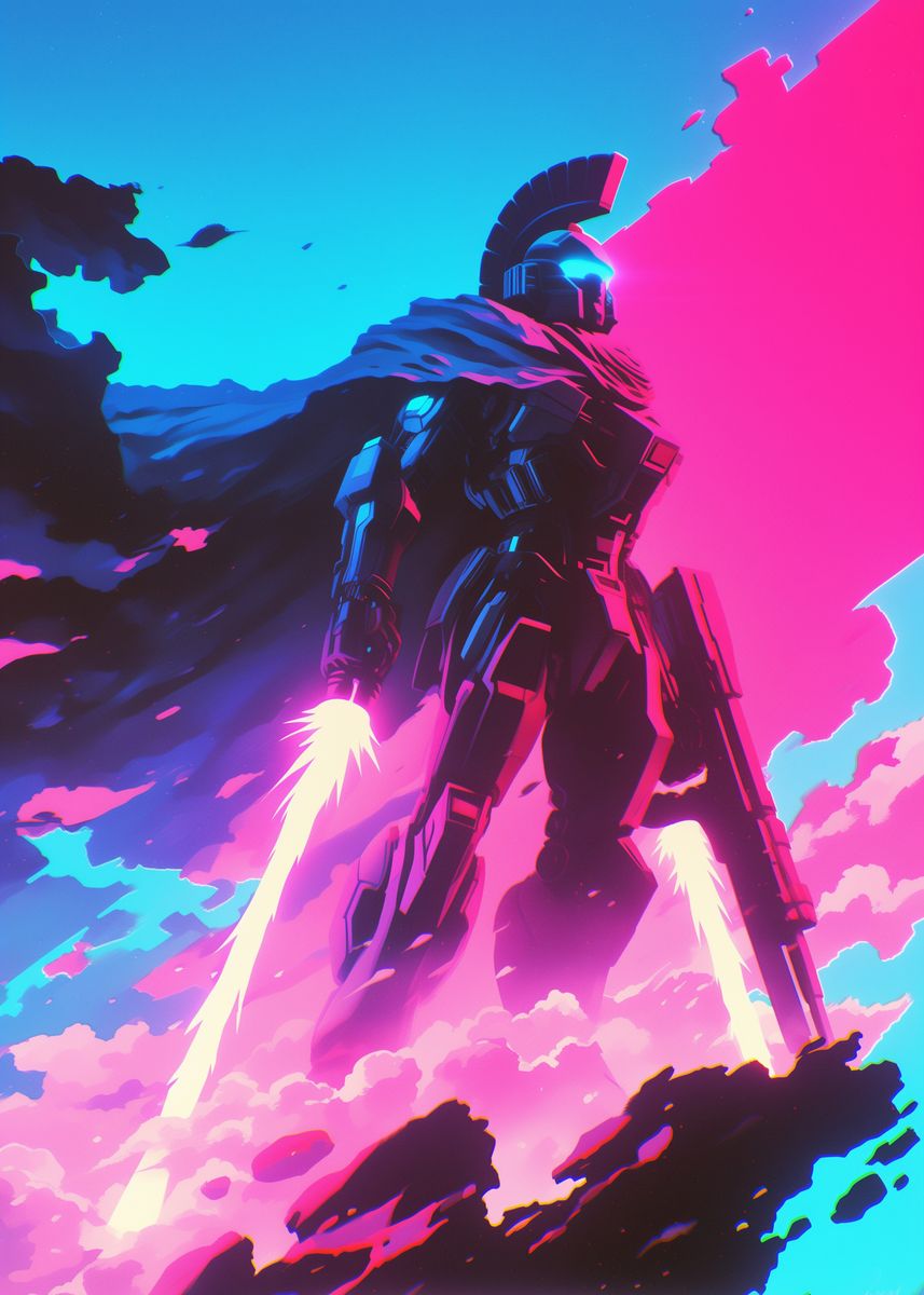 'Neon Spartans 1' Poster, picture, metal print, paint by Cyber Nomad ...