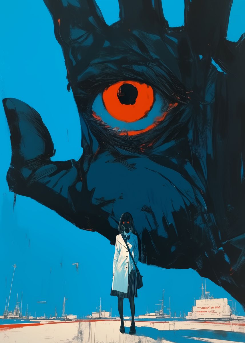 'Giant Eye and Girl' Poster, picture, metal print, paint by Tomorrow ...