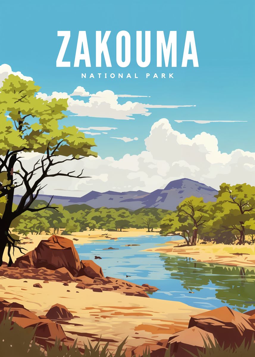 'Zakouma National Park' Poster, picture, metal print, paint by Mark ...