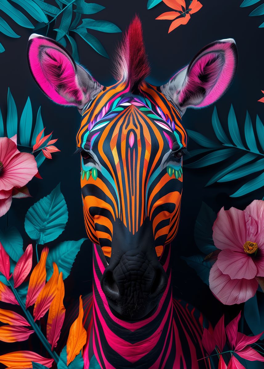 'COLORFUL ZEBRA' Poster, picture, metal print, paint by Desiree Arzic ...