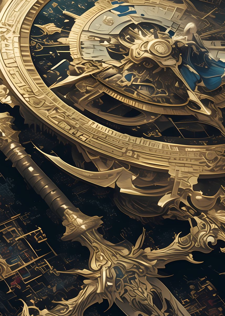 'Ornate Compass and Sword' Poster, picture, metal print, paint by LAST ...