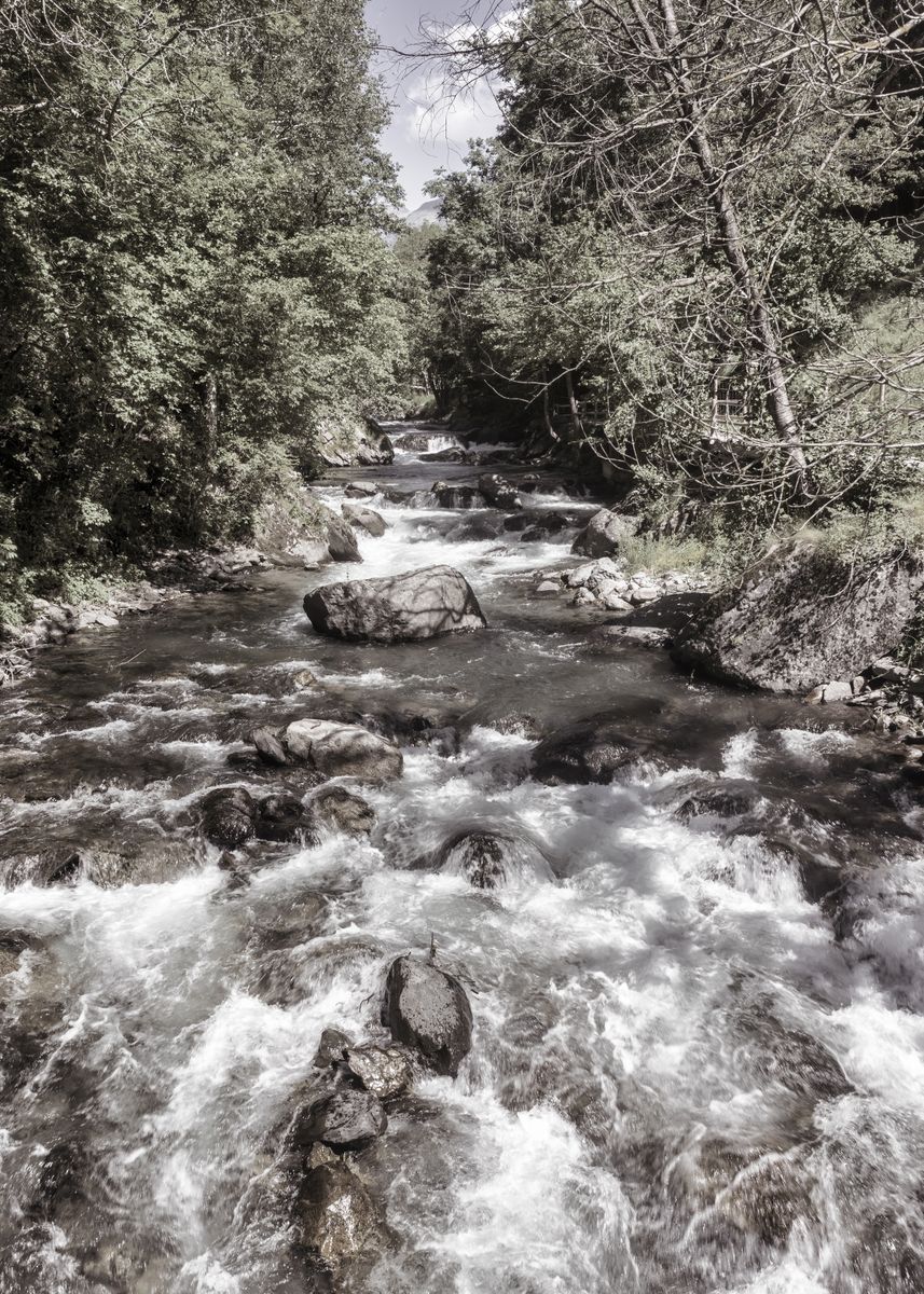'Rushing River in Forest landscape nature' Poster, picture, metal print ...
