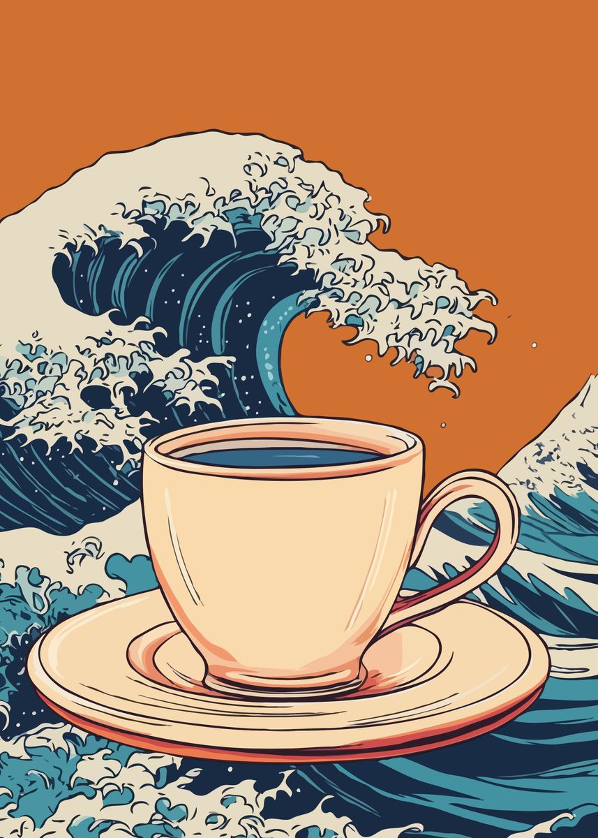 'Coffee Wave' Poster, picture, metal print, paint by EDSON RAMOS | Displate