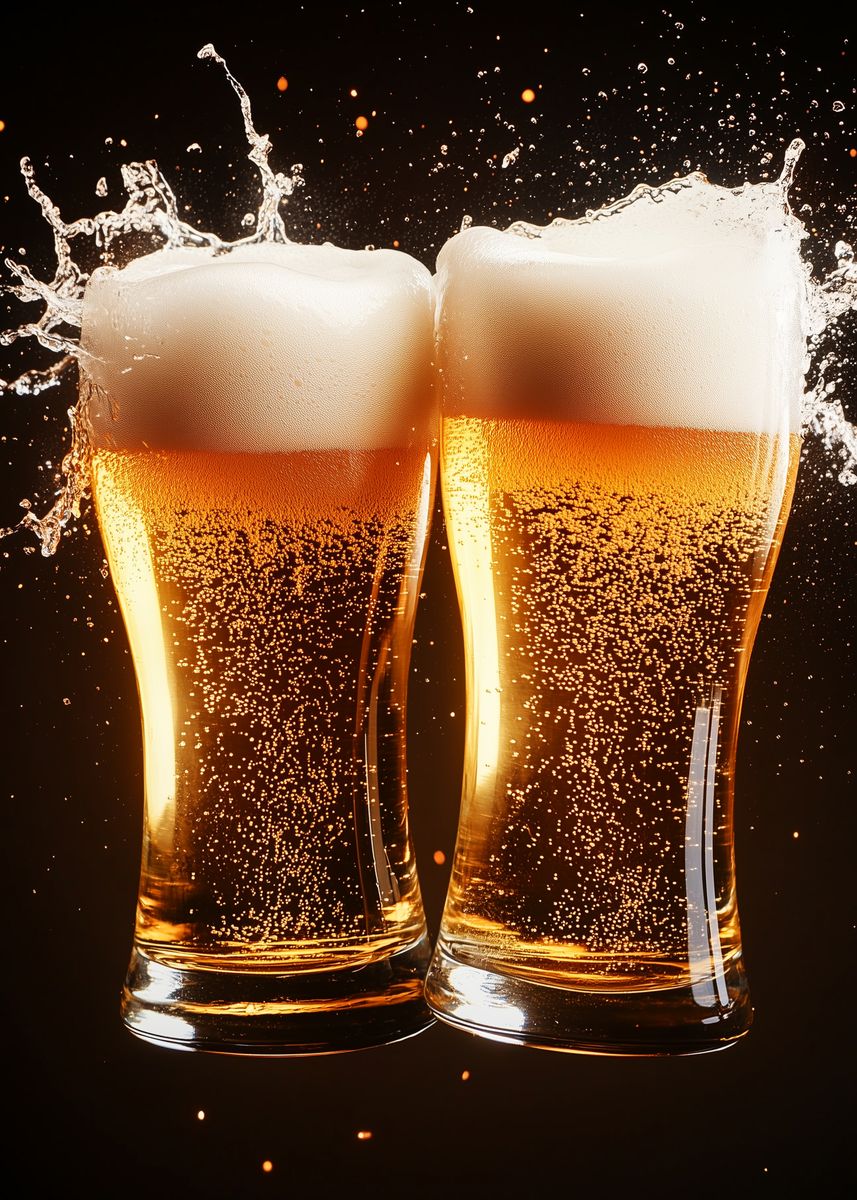 'Cheers! Two Glasses of Beer' Poster, picture, metal print, paint by ...