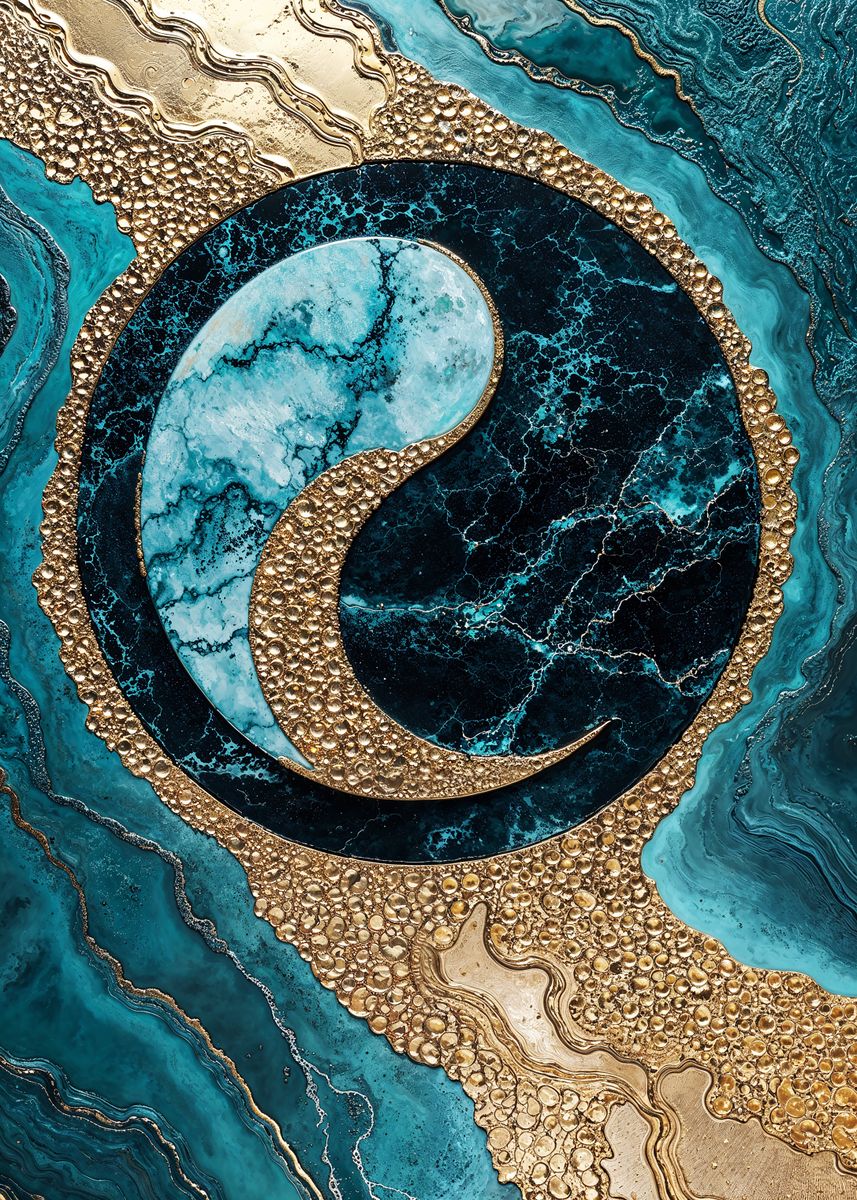 'Yin Yang Marble Art' Poster, picture, metal print, paint by ...