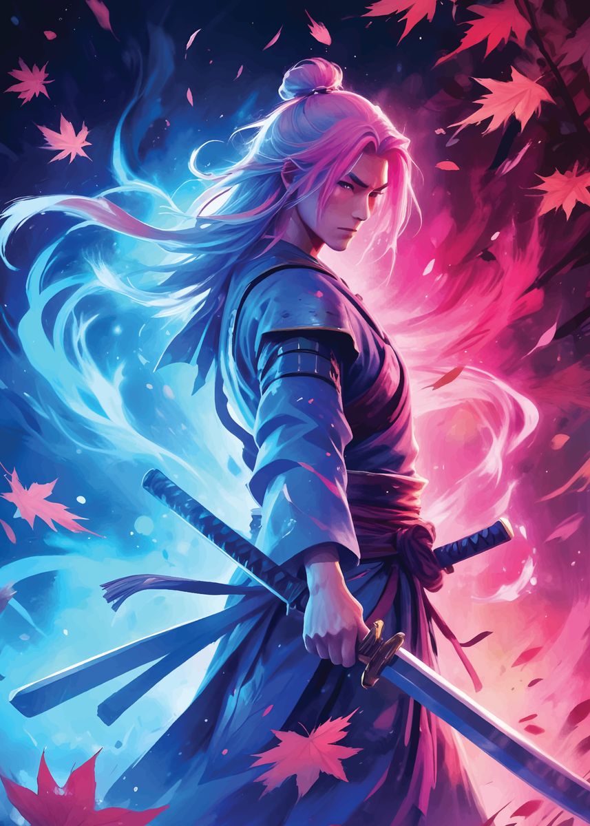 'Samurai with Dual Swords' Poster, picture, metal print, paint by ALEX ...