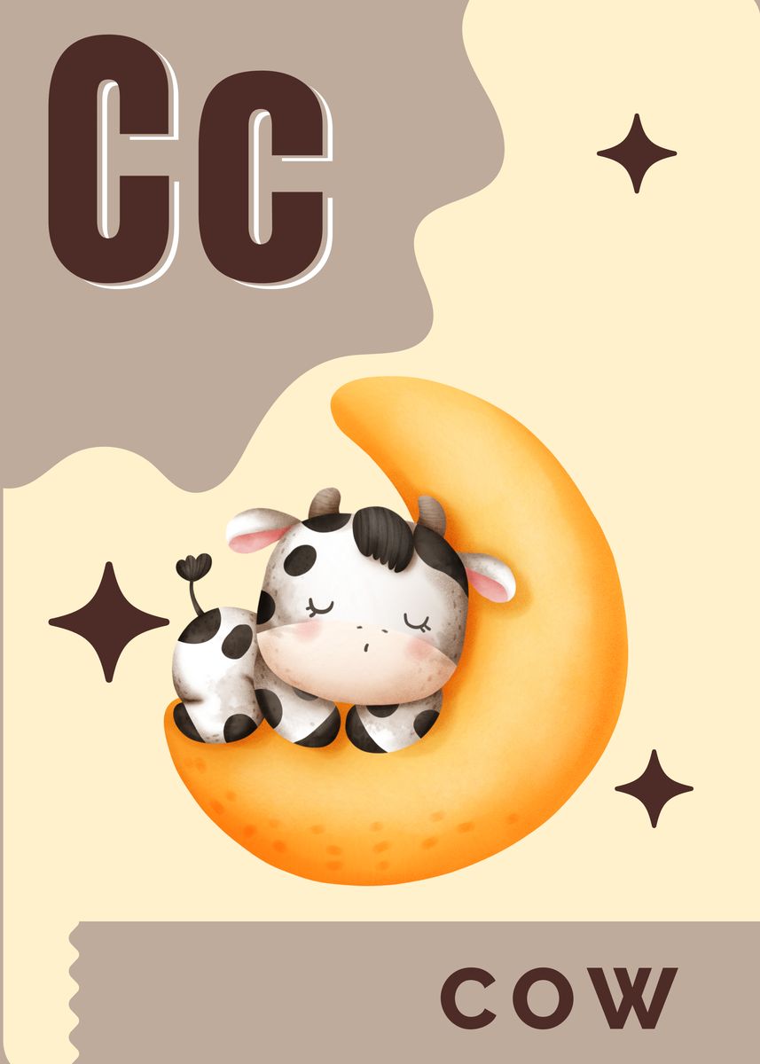 'Cow Alphabet Flashcard' Poster, picture, metal print, paint by Quirky ...
