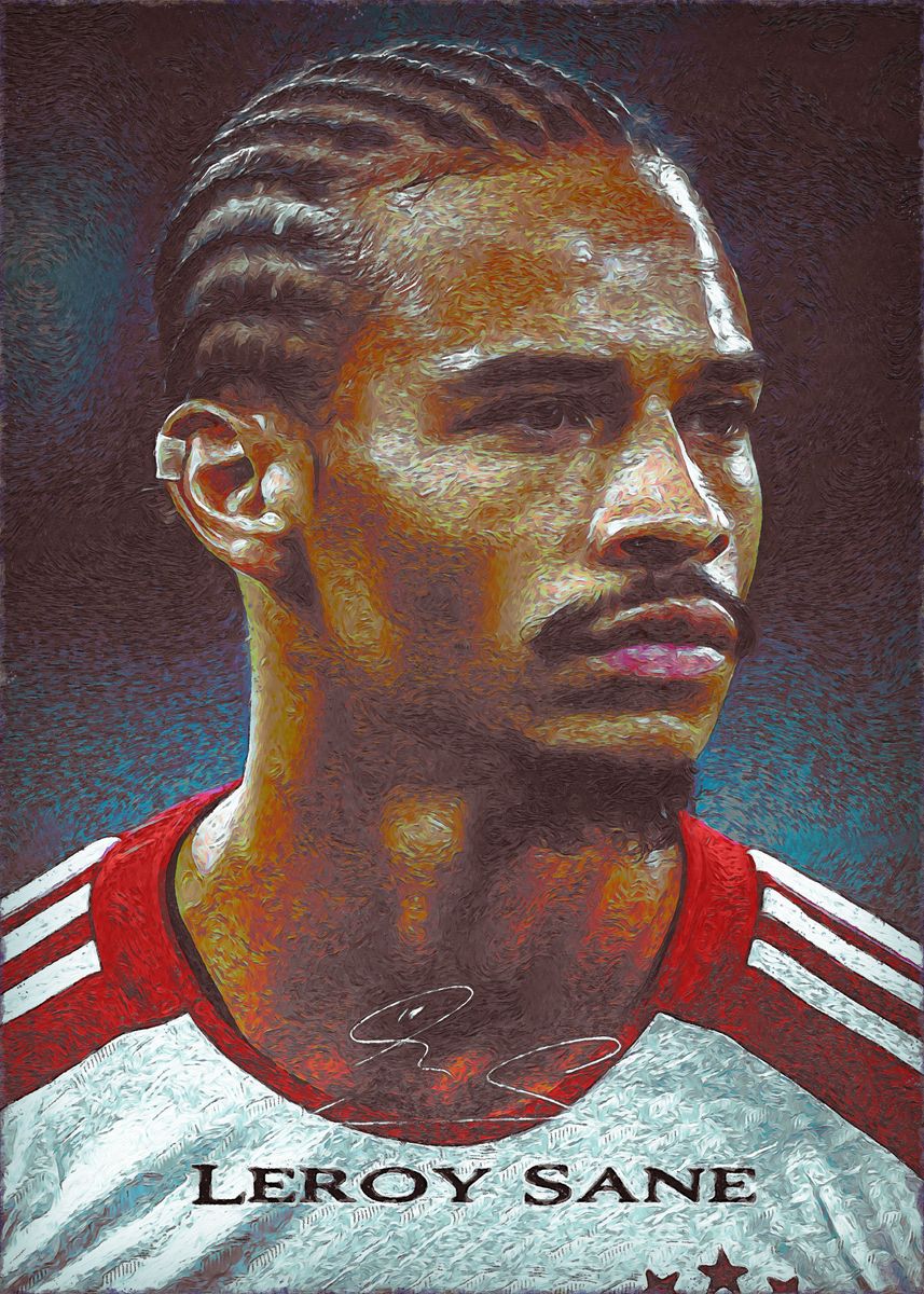 'Leroy Sane Portrait' Poster, picture, metal print, paint by Trending ...