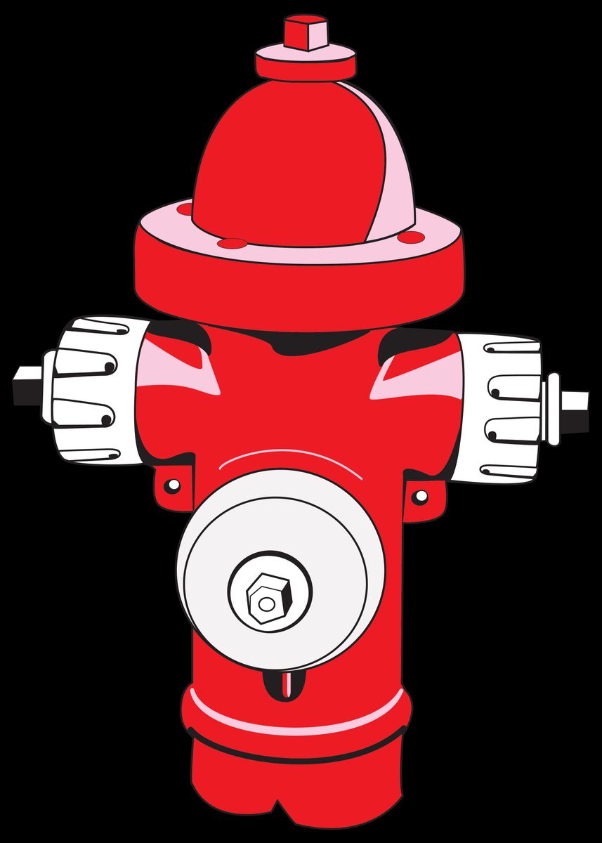 'Red Fire Hydrant Illustration' Poster, picture, metal print, paint by ...