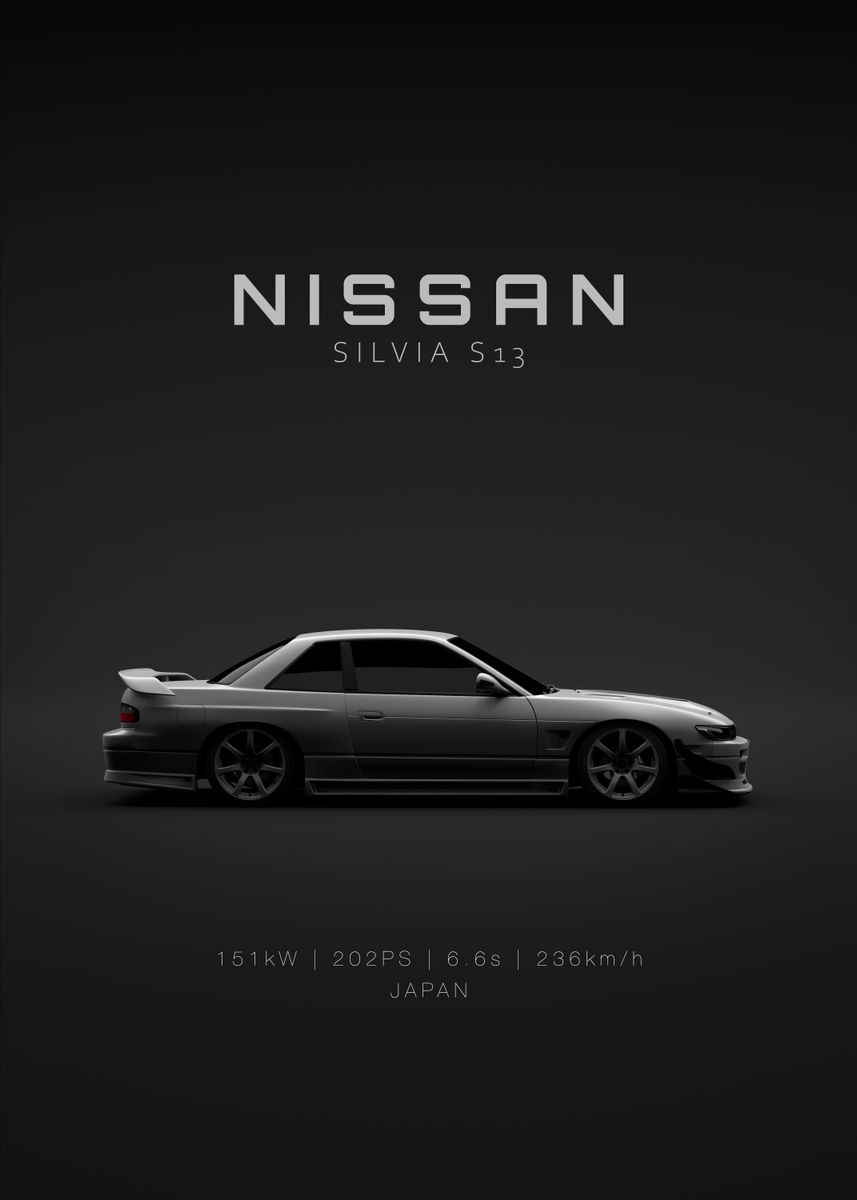 'Nissan Silvia S13 Specs' Poster, picture, metal print, paint by 21 MXM ...