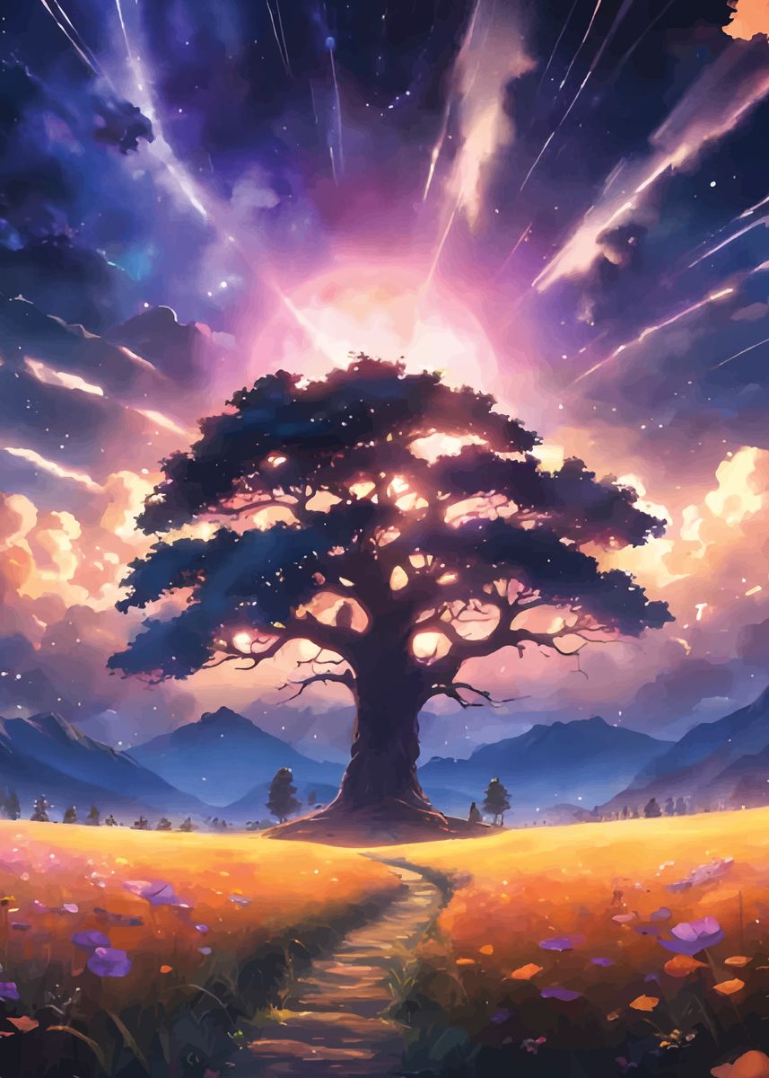 'Magical Tree Landscape' Poster, picture, metal print, paint by maxmah ...