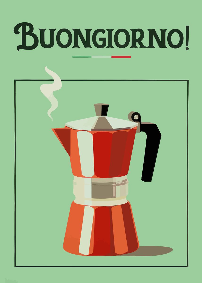 'Italian Coffee Pot' Poster, picture, metal print, paint by Bee Guts ...