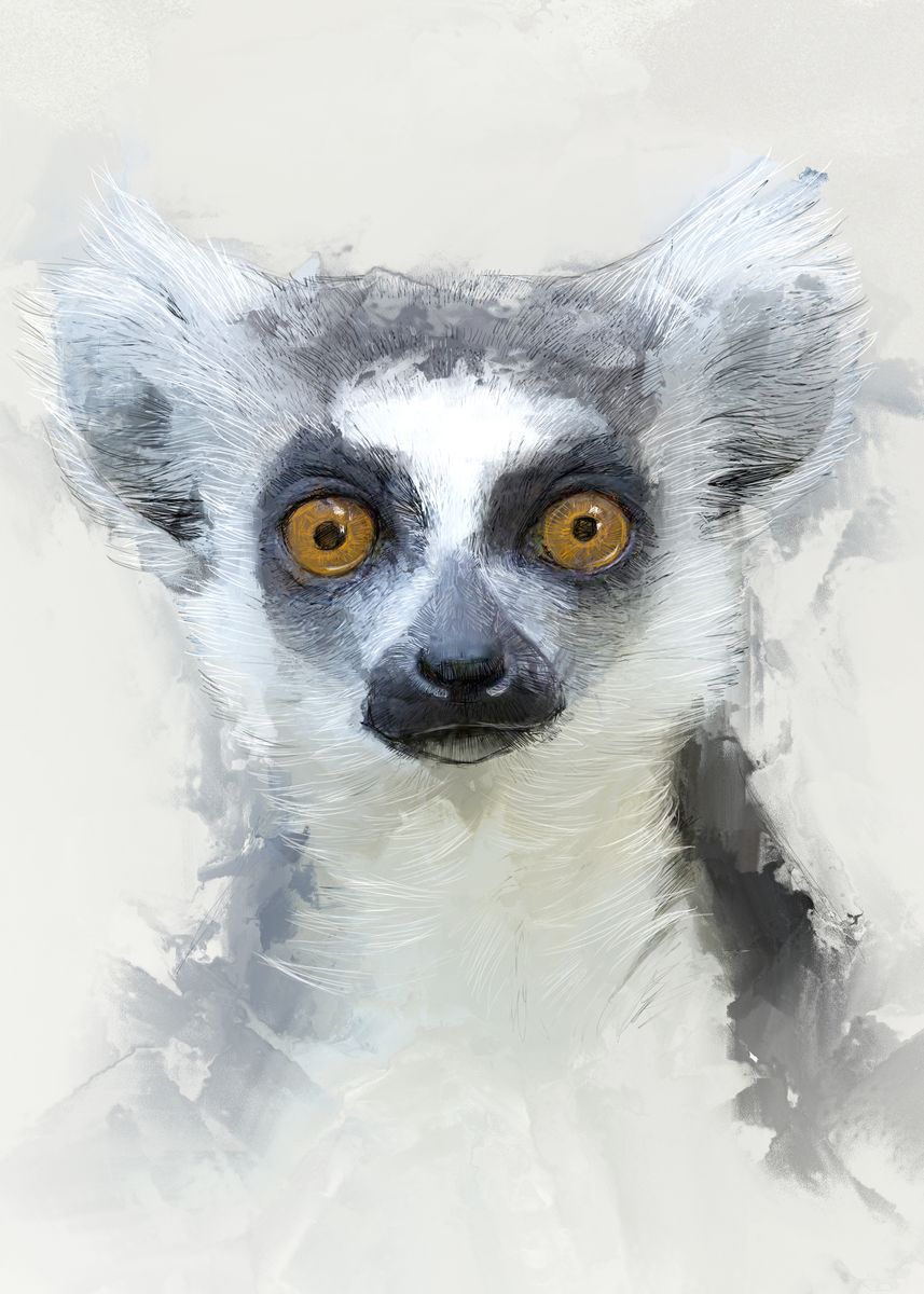 'Lemur Portrait' Poster, picture, metal print, paint by BloomFlorence ...