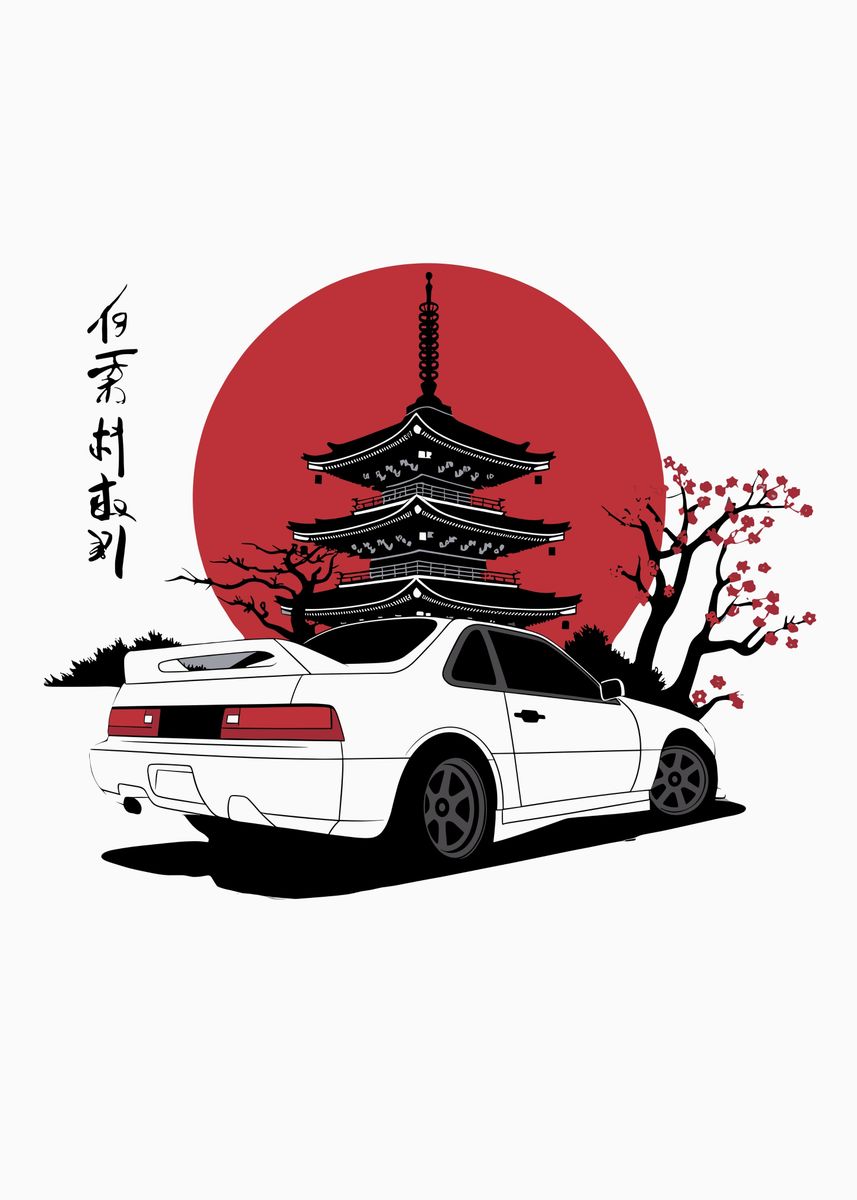 'Japanese White Car' Poster, picture, metal print, paint by Lawisi ...