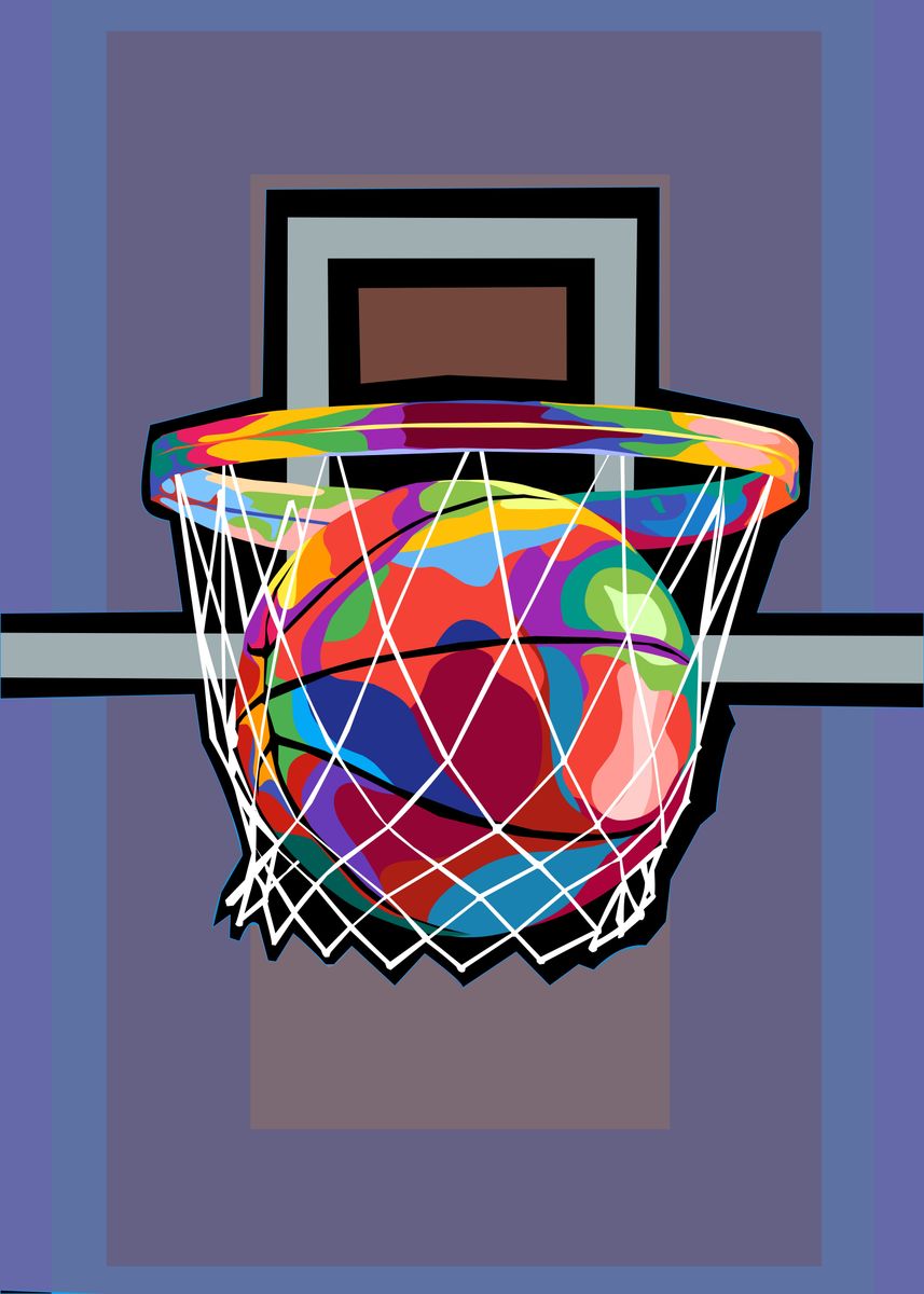'Colorful Basketball Hoop' Poster, picture, metal print, paint by Ihsa ...