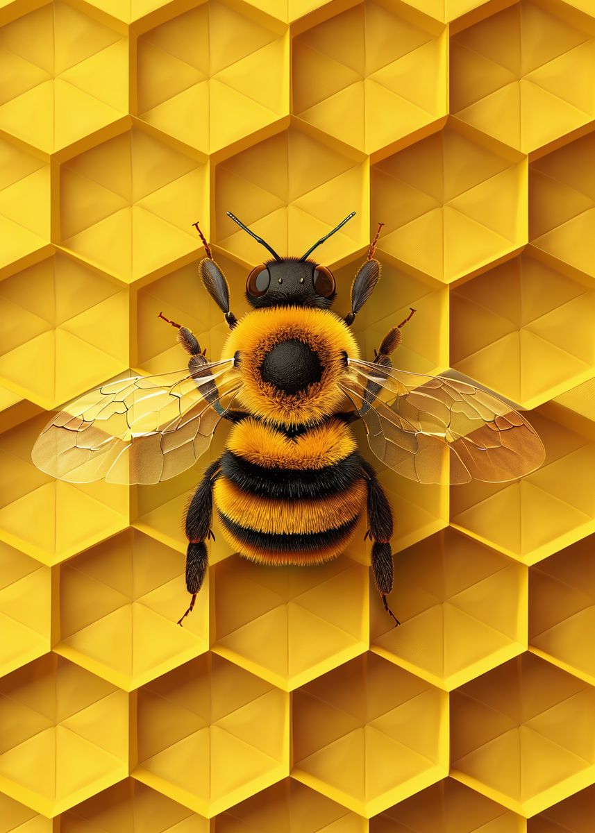 'Bee on Honeycomb' Poster, picture, metal print, paint by Silvie Art ...