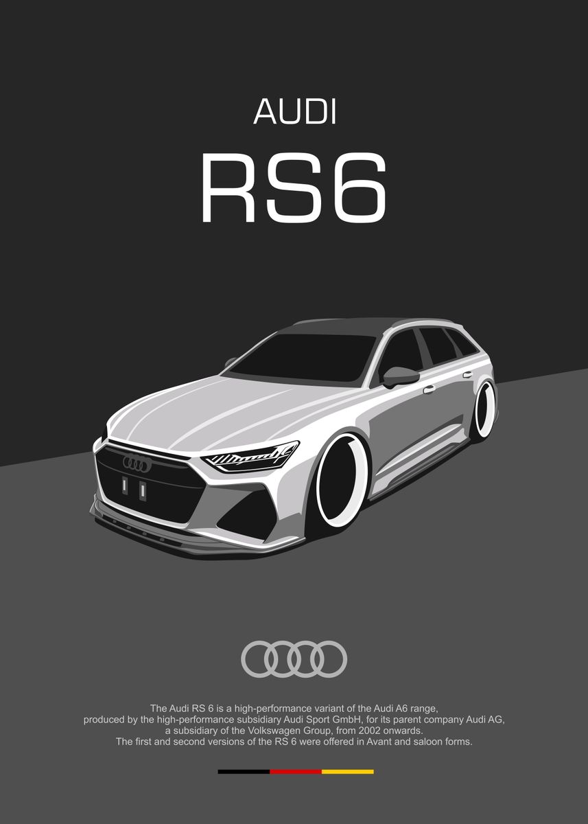 'Audi RS6 ' Poster, picture, metal print, paint by Muezzahero | Displate
