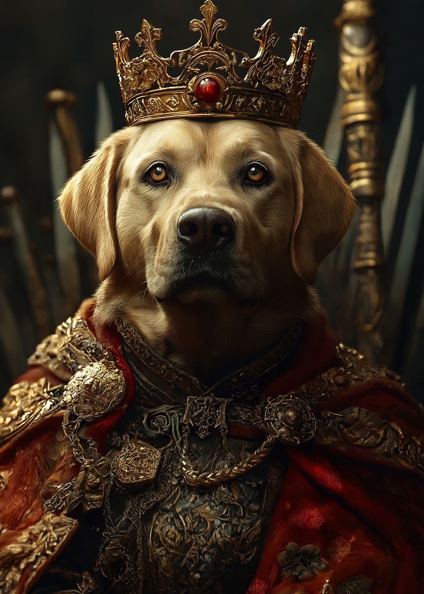 'Dog King Portrait' Poster, picture, metal print, paint by Melvina ...