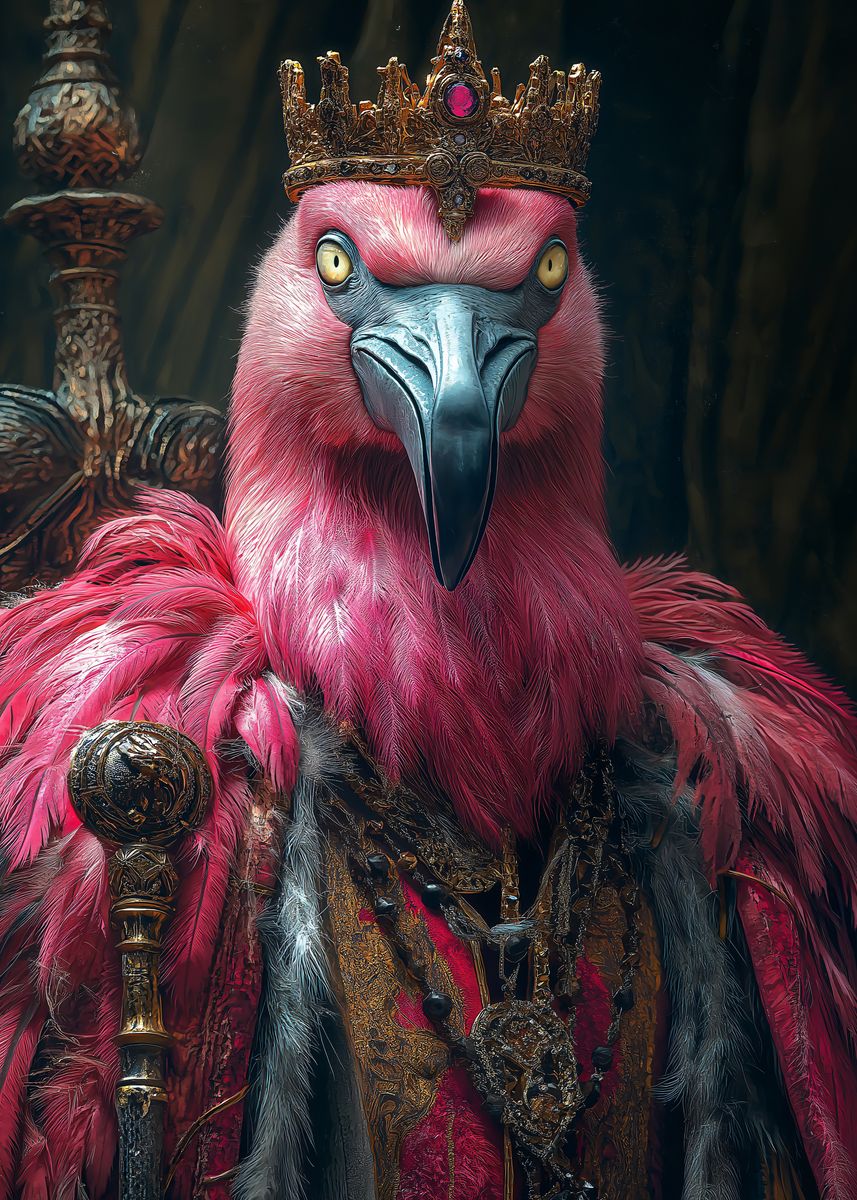 'Flamingo King' Poster, picture, metal print, paint by Melvina Poole ...