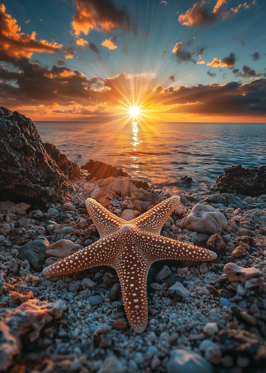 'Starfish Sunset' Poster, picture, metal print, paint by Martin Funk ...