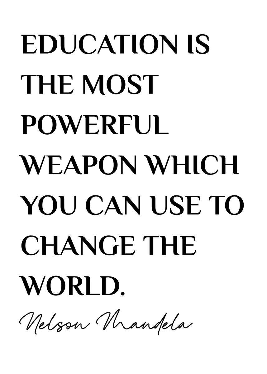 'Nelson Mandela Inspirational Education Quote' Poster, picture, metal ...
