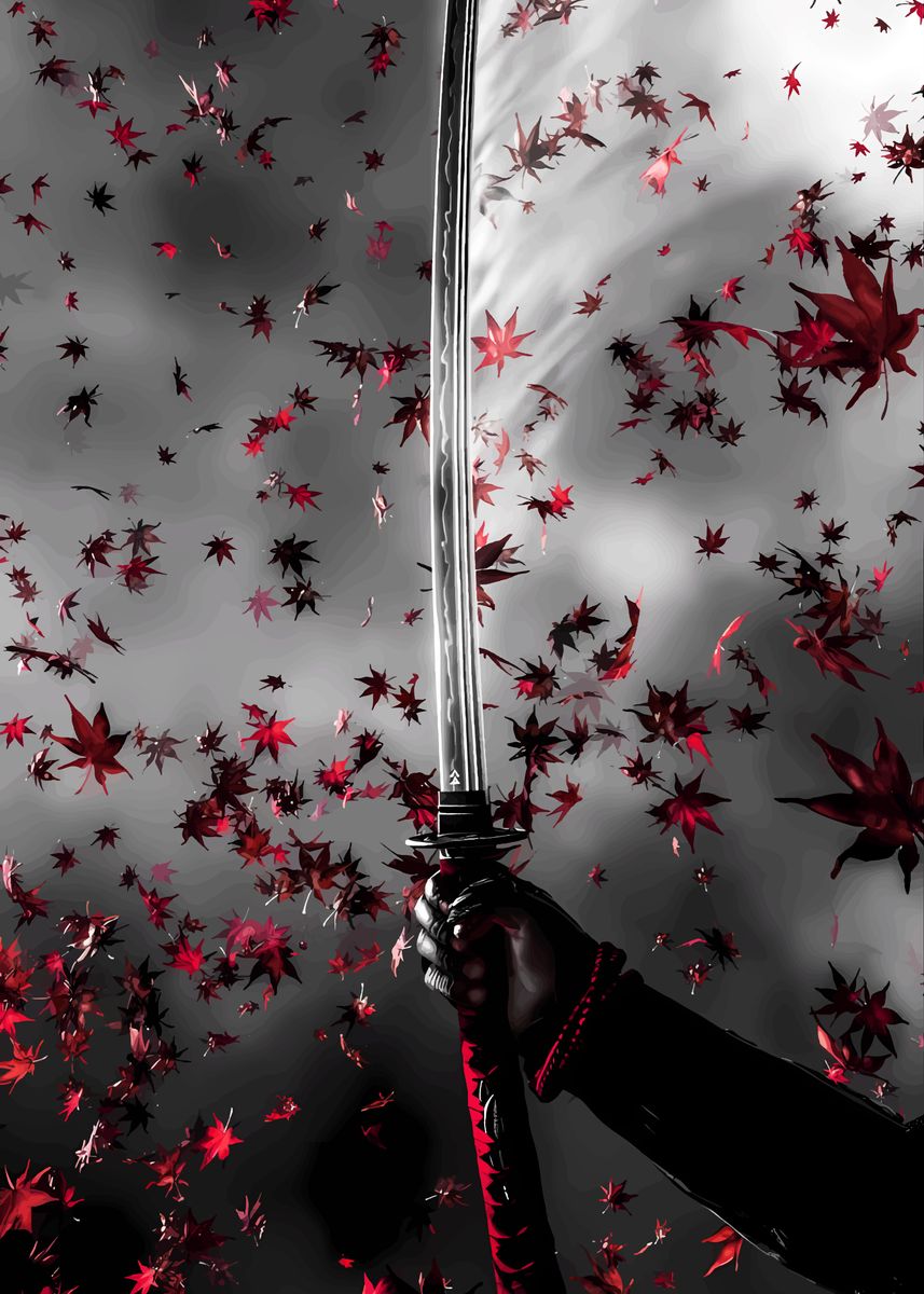 'Red Samurai Sword' Poster, picture, metal print, paint by Best Arts ...