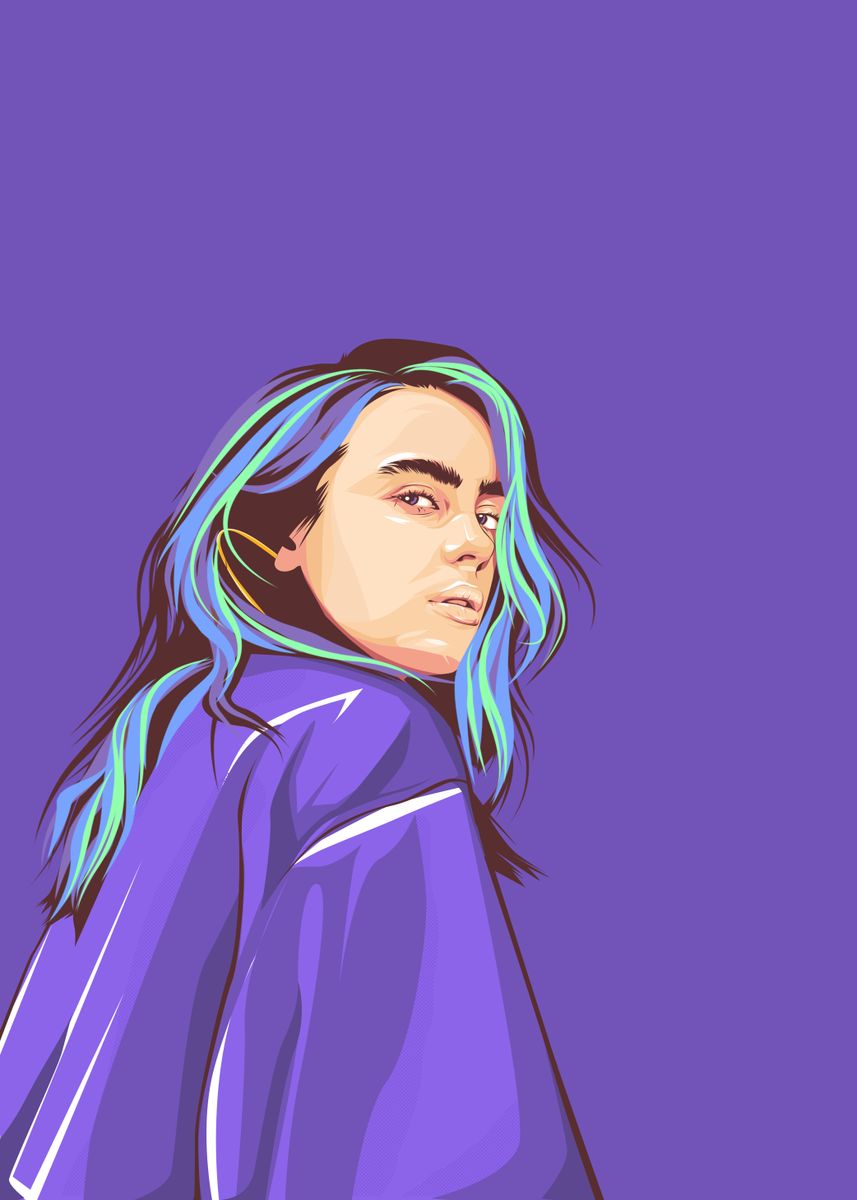 'Billie Eilish Digital Art' Poster, picture, metal print, paint by ...