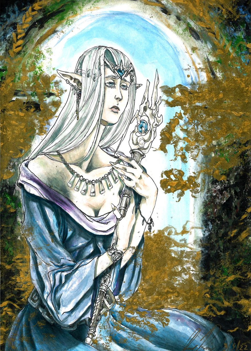 'Elven Princess with Staff' Poster, picture, metal print, paint by Omar ...