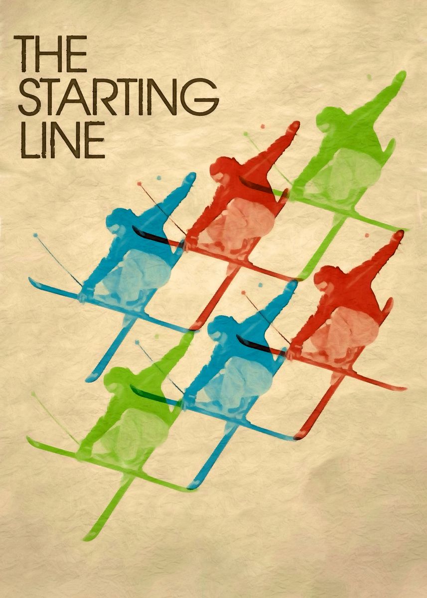 'Skiing Poster - The Starting Line' Poster, picture, metal print, paint ...