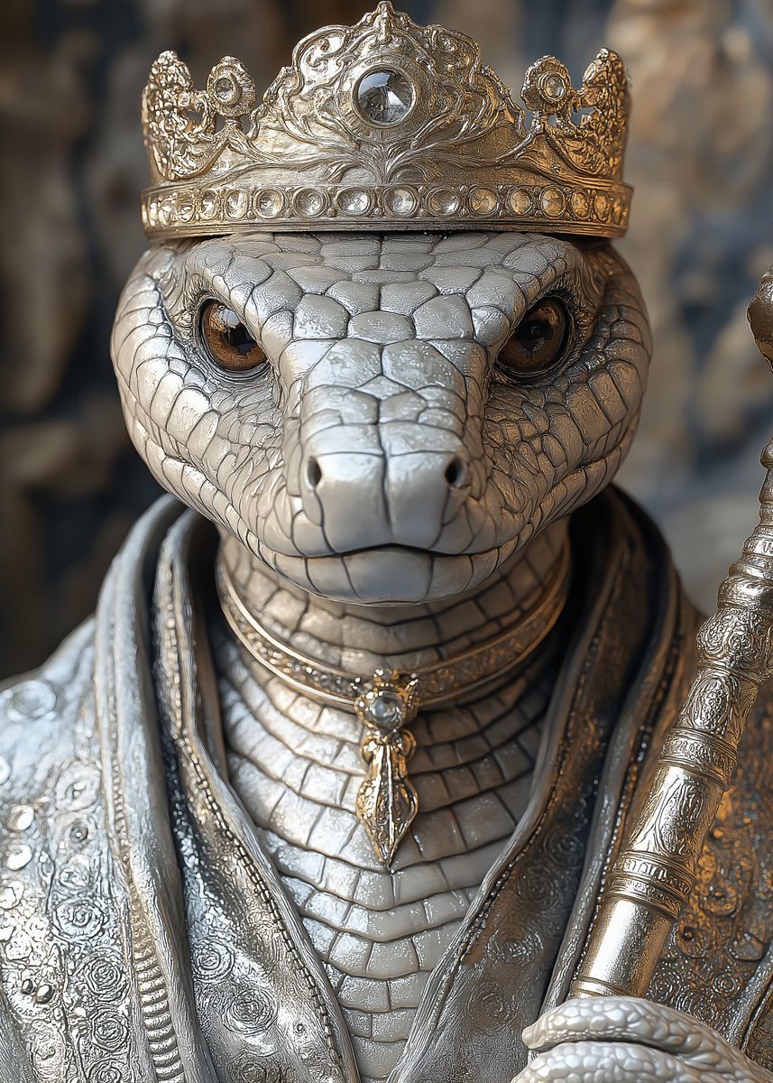 'Snake Reptilian King' Poster, picture, metal print, paint by ...