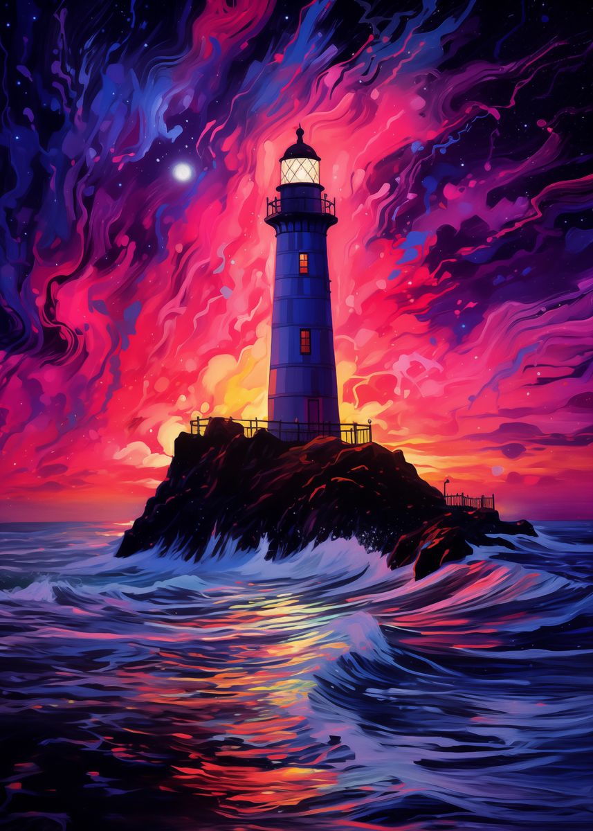 'Galaxy Lighthouse' Poster, picture, metal print, paint by Boot Hill ...