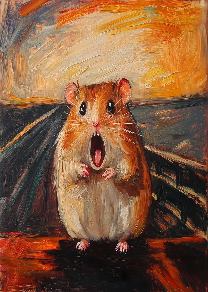 'The Scream Hamster' Poster, picture, metal print, paint by Muhammad ...