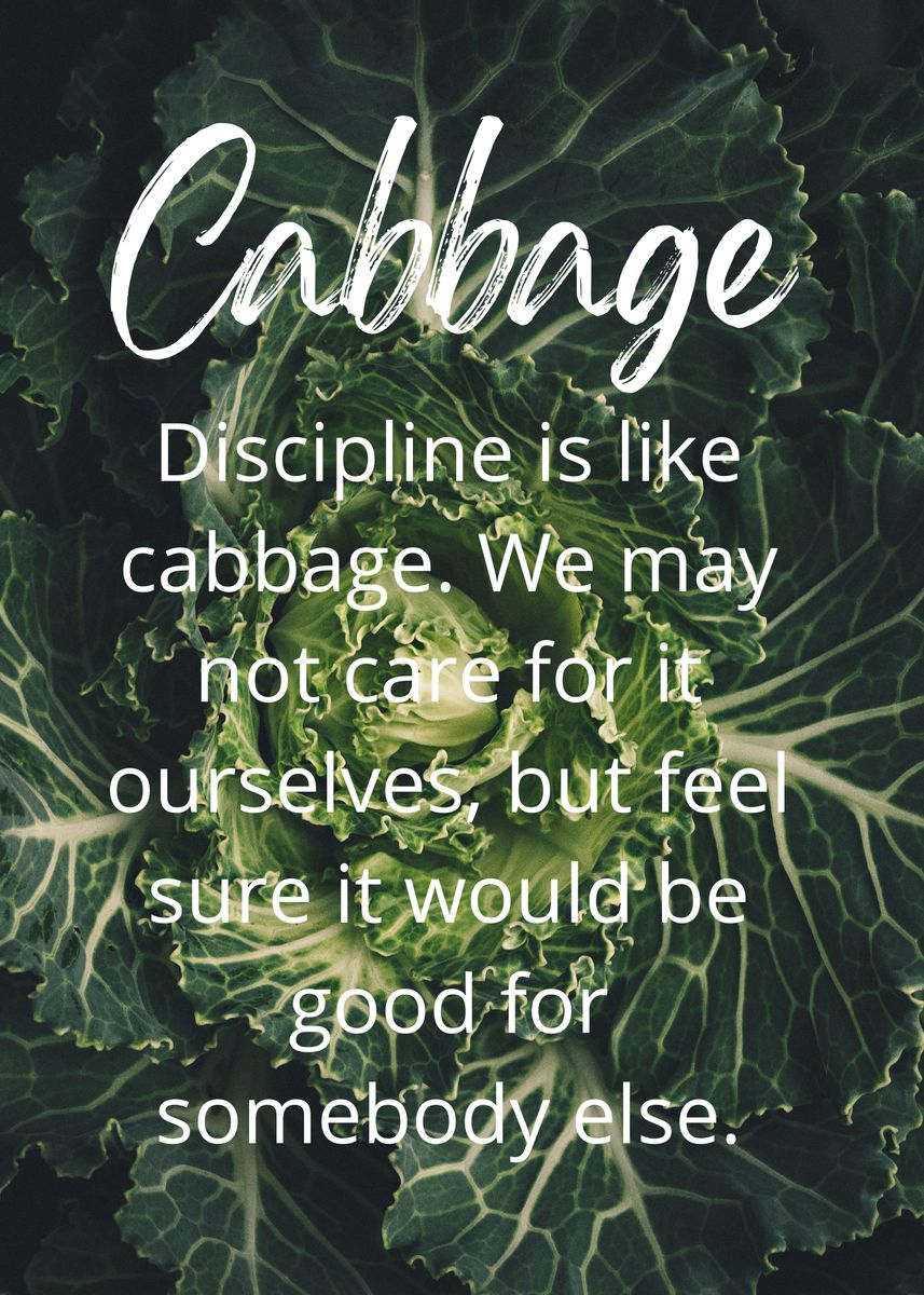 'Cabbage Quote' Poster, picture, metal print, paint by Saddam Hossein ...