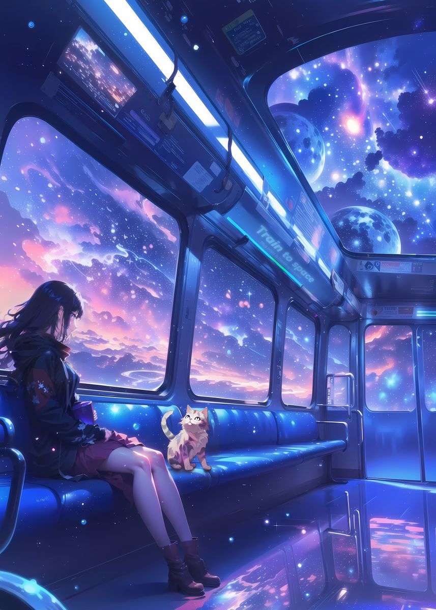 'Anime Train To Space' Poster, picture, metal print, paint by Luong ...