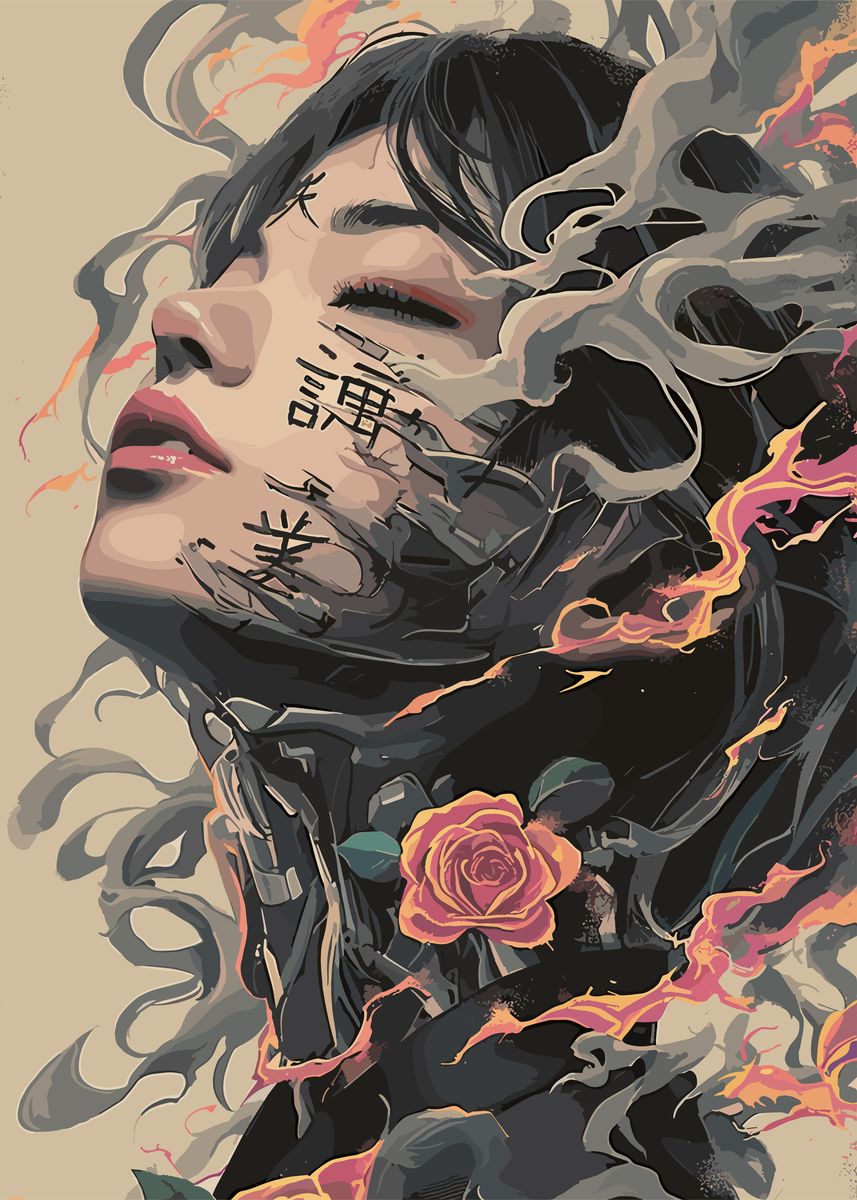 'Cyberpunk Rose' Poster, picture, metal print, paint by Fantasy Liar ...