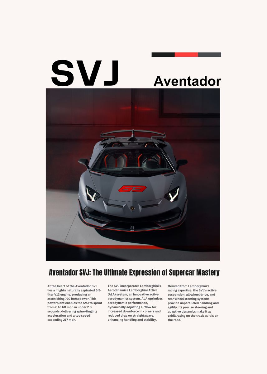 'Lamborghini Aventador SVJ' Poster, picture, metal print, paint by ...