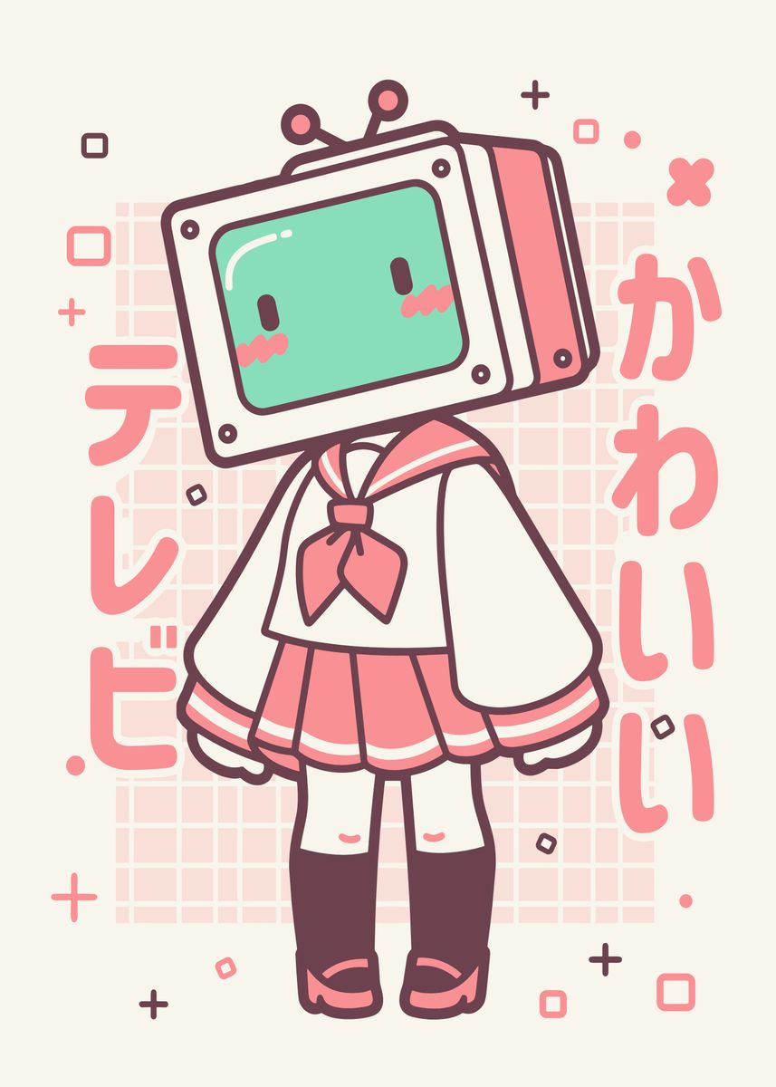 'Kawaii TV Head Girl' Poster, picture, metal print, paint by Masaki ...