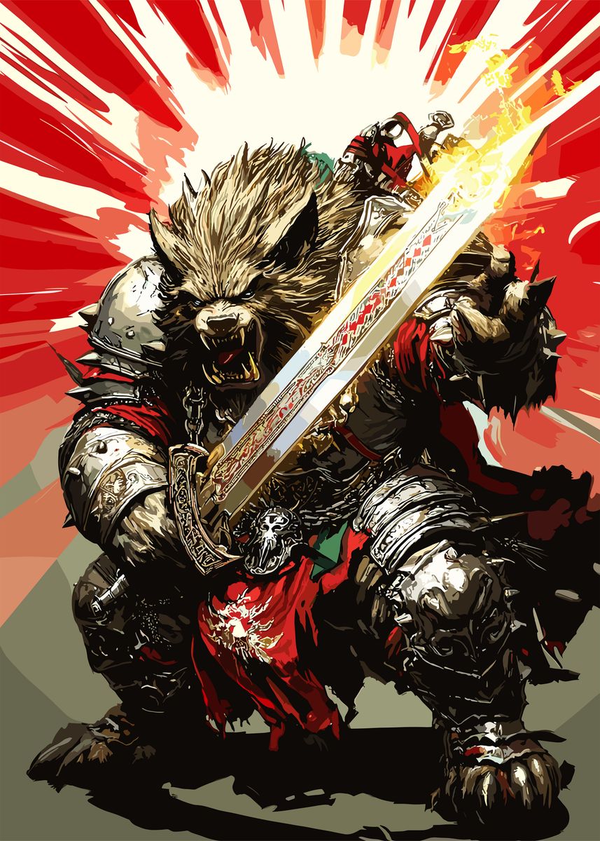 'Werewolf Warrior' Poster, picture, metal print, paint by Fantasy Liar ...