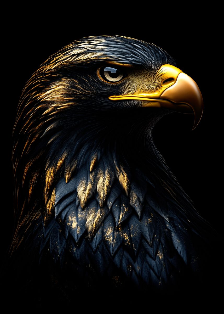 'Golden Eagle Portrait' Poster, picture, metal print, paint by | Displate